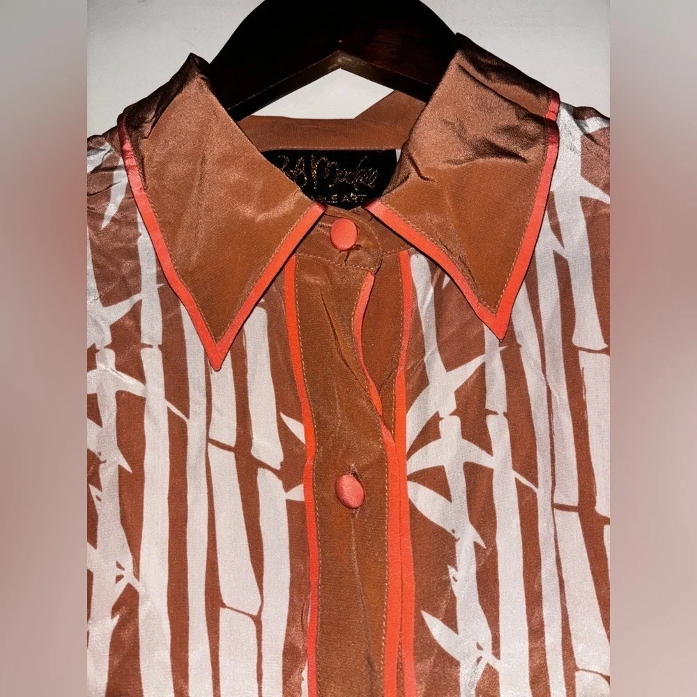 Bob Mackie | Tops | Bob Mackie Wearable Bamboo Silk Graphic Blouse ...